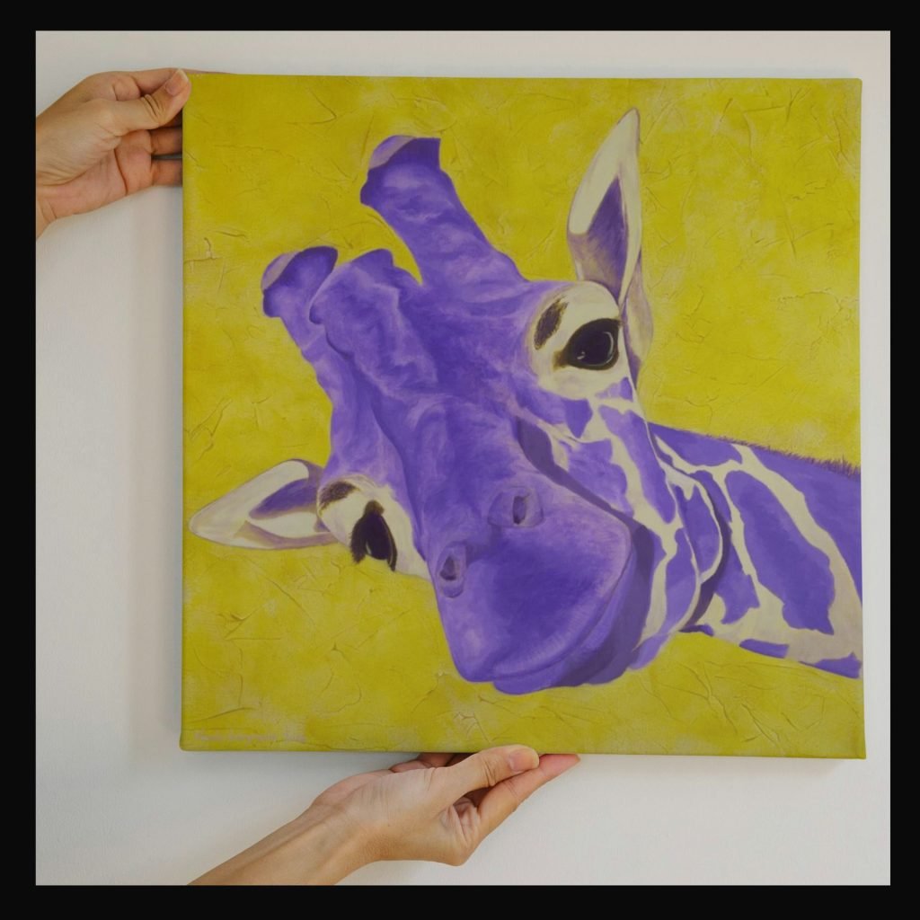 Giraffe Greetings - Original Acrylic Painting - Luzandre