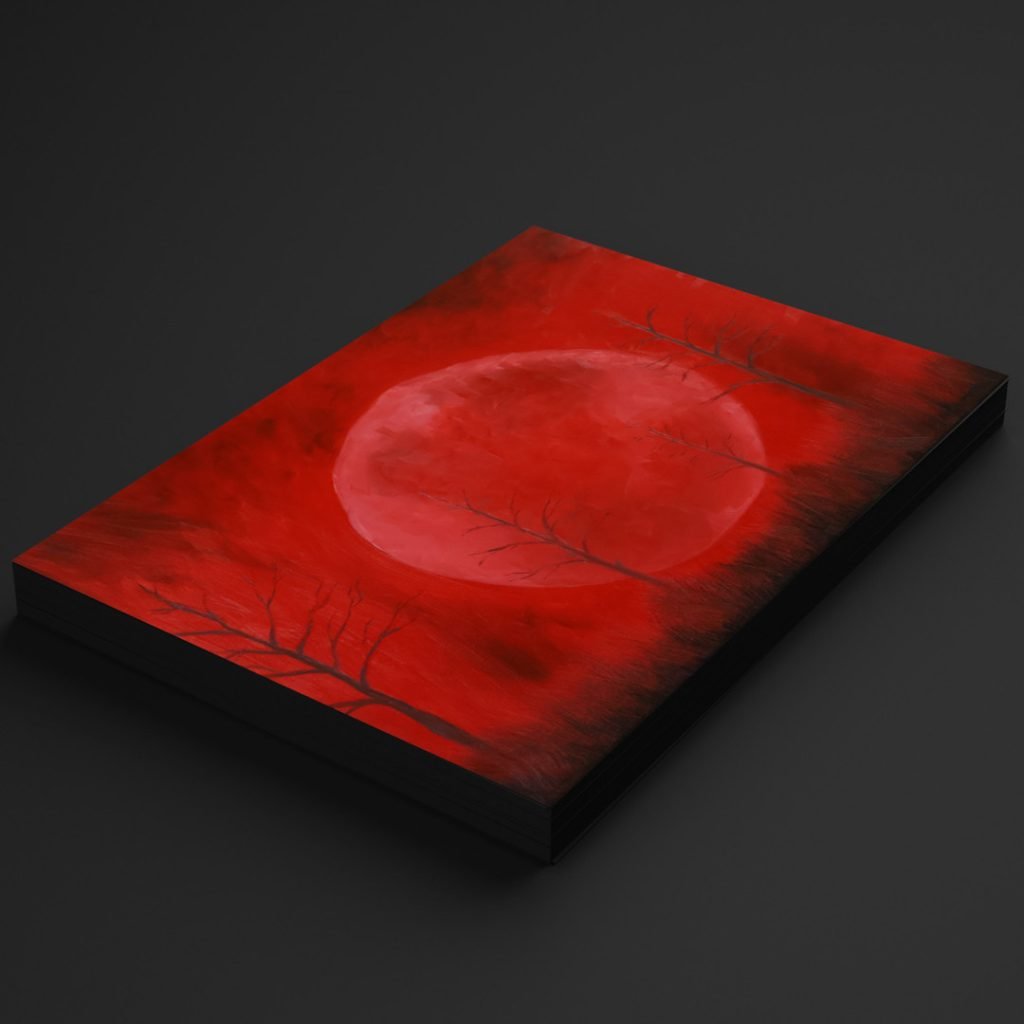 Red Moon Painting “Crimson Moon” | Original Art By Nanda | 18×24″ Oil ...